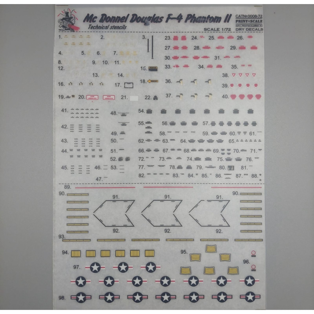 F-4 Phantom II Technical Stencils — Dry Decals 1/72 (0008-72) | Print Scale