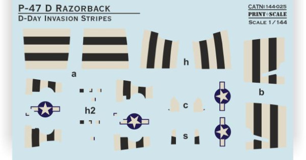 P-47D Razorback D-Day Invasion Stripes 144-025 1/144