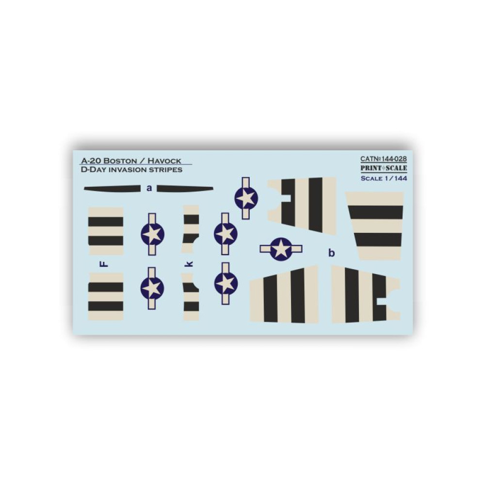 A-20 Boston Havoc D-Day Invasion Stripes Decals 144-028 1/144