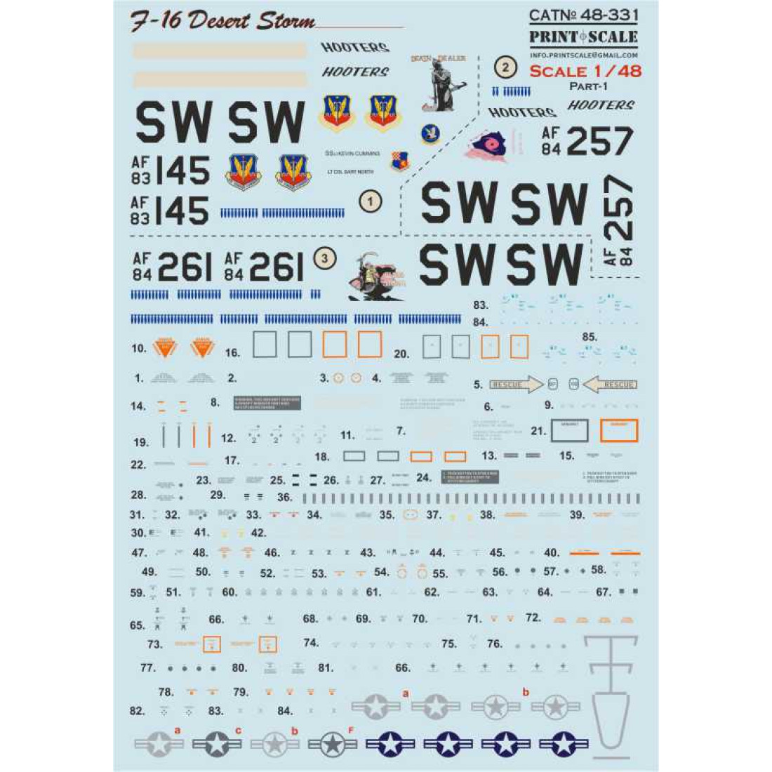 F-16 Desert Storm Part-1 Decals 48-331 1/48