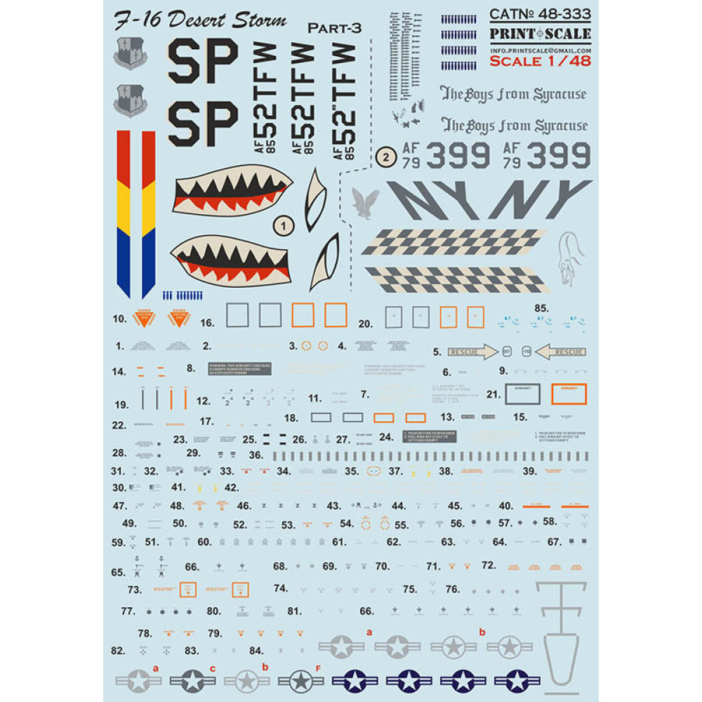 F-16 Desert Storm Part 3 Decals 1/48 – Print Scale 48-333