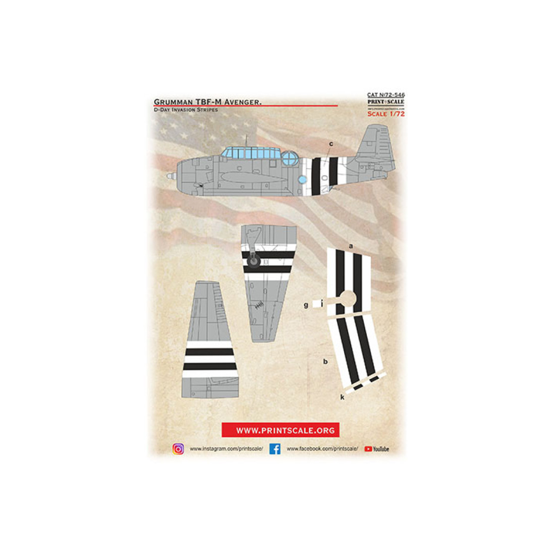 Grumman TBF-M Avenger D-Day Invasion Stripes 72-546 Scale 1/72