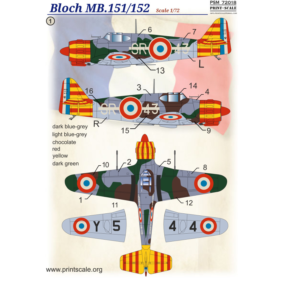 Buy Bloch Mb 151-152 Mask-decal Psm72018 Scale 1-72 at Printscale.org