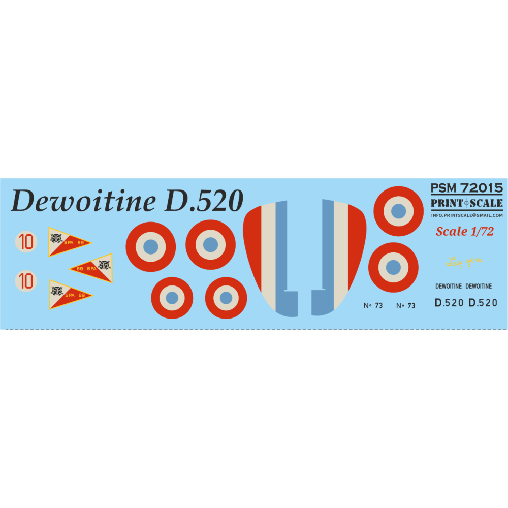Buy Dewoitine D.520 Mask-decal Psm72015 in 1-72 Scale at Printscale.org
