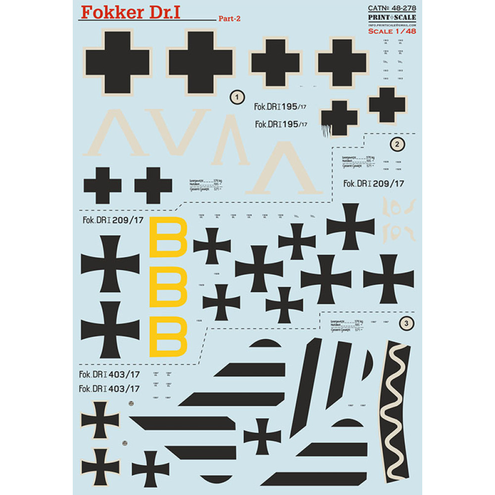 Buy Fokker Dr I Part 2 / 48-278 / Scale 1:48