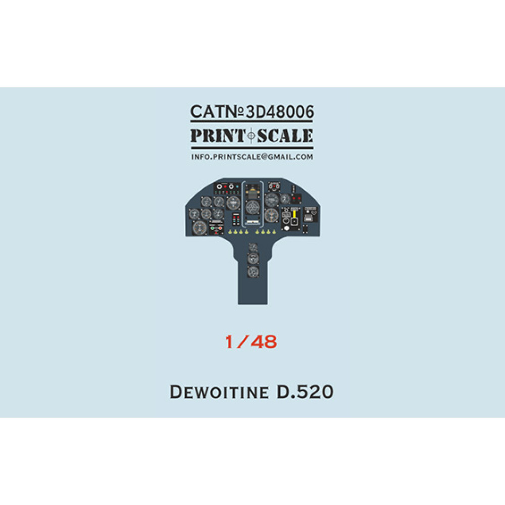 Instrumental panel Dewoitine D.520 / 3D48-006 / Scale 1:48