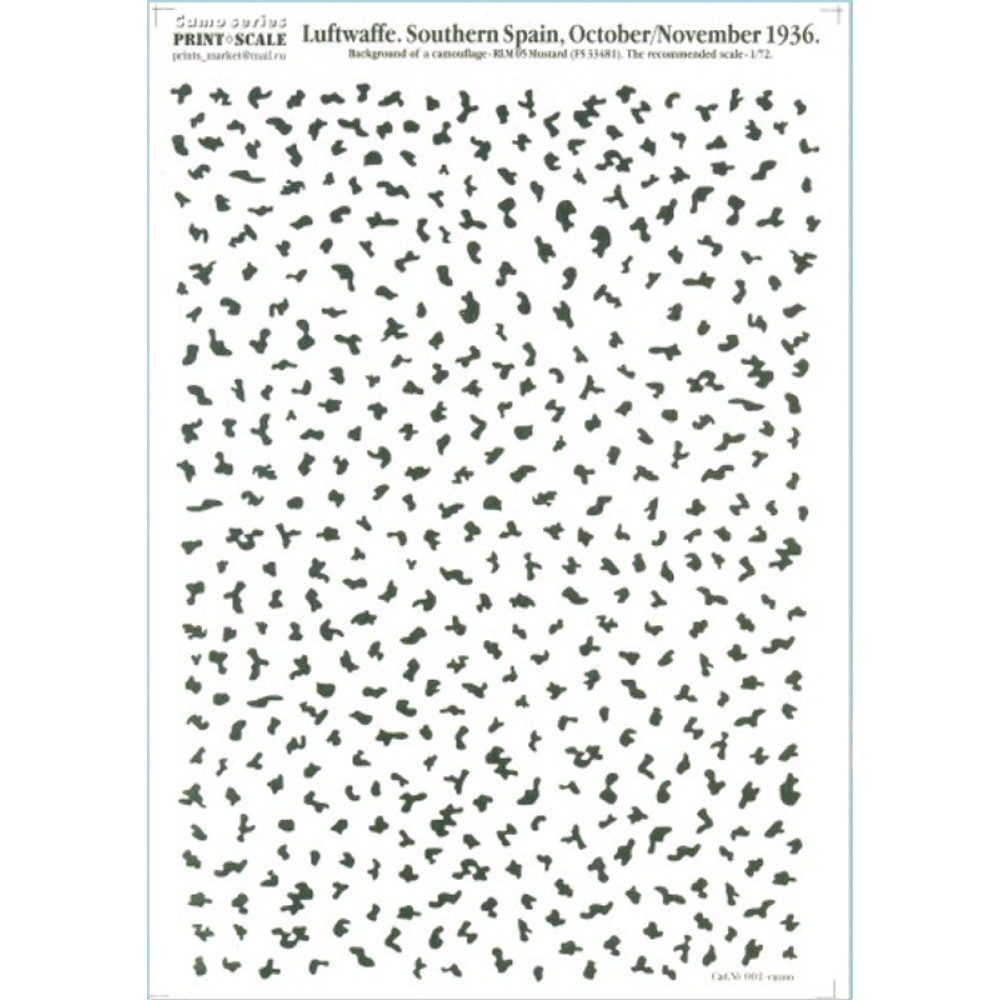 Luftwaffe Camouflage Decal 1/72 – Southern Spain 1936 – Water-Slide ...