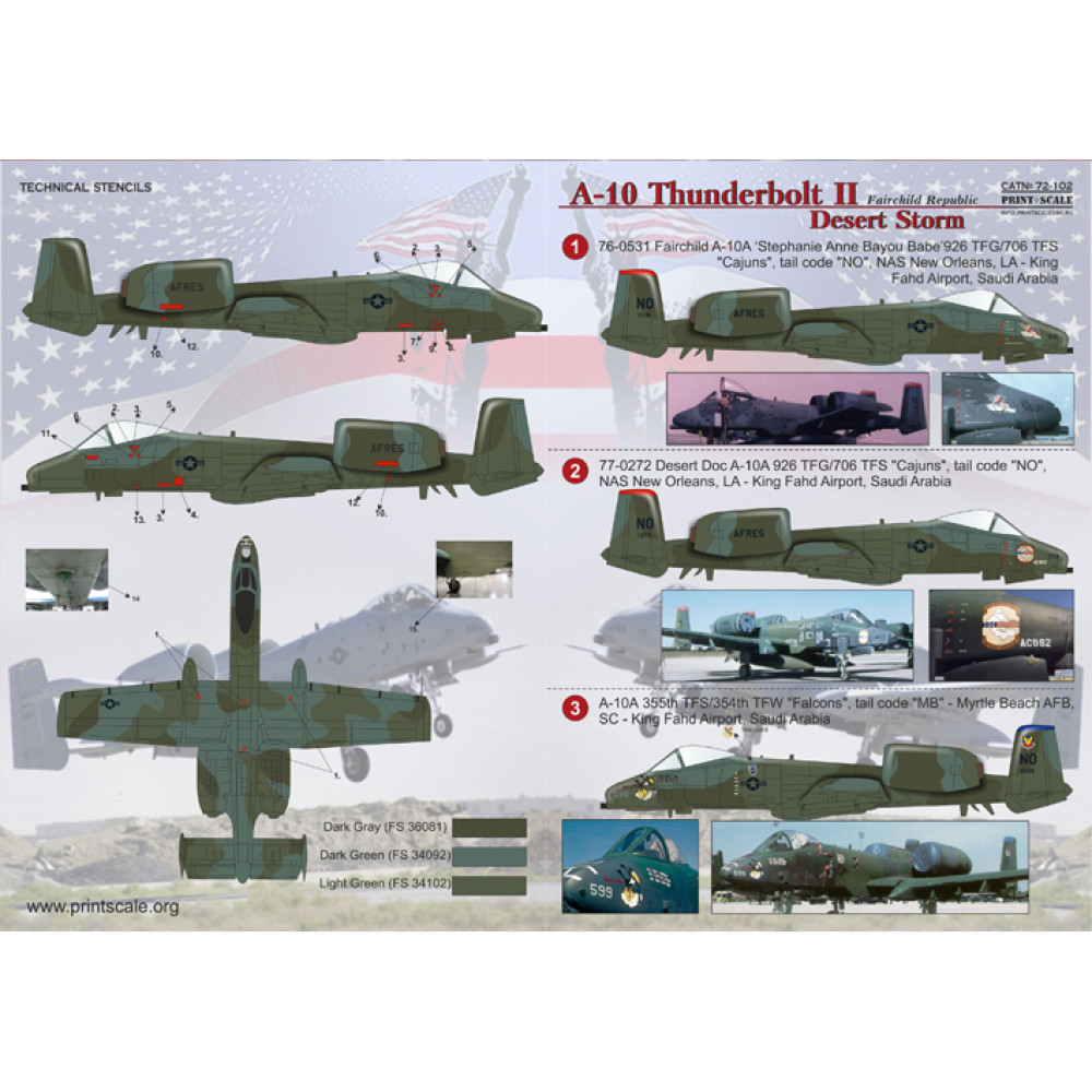 A-10 Thunderbolt II 72-102 1/72 Aircraft Decals