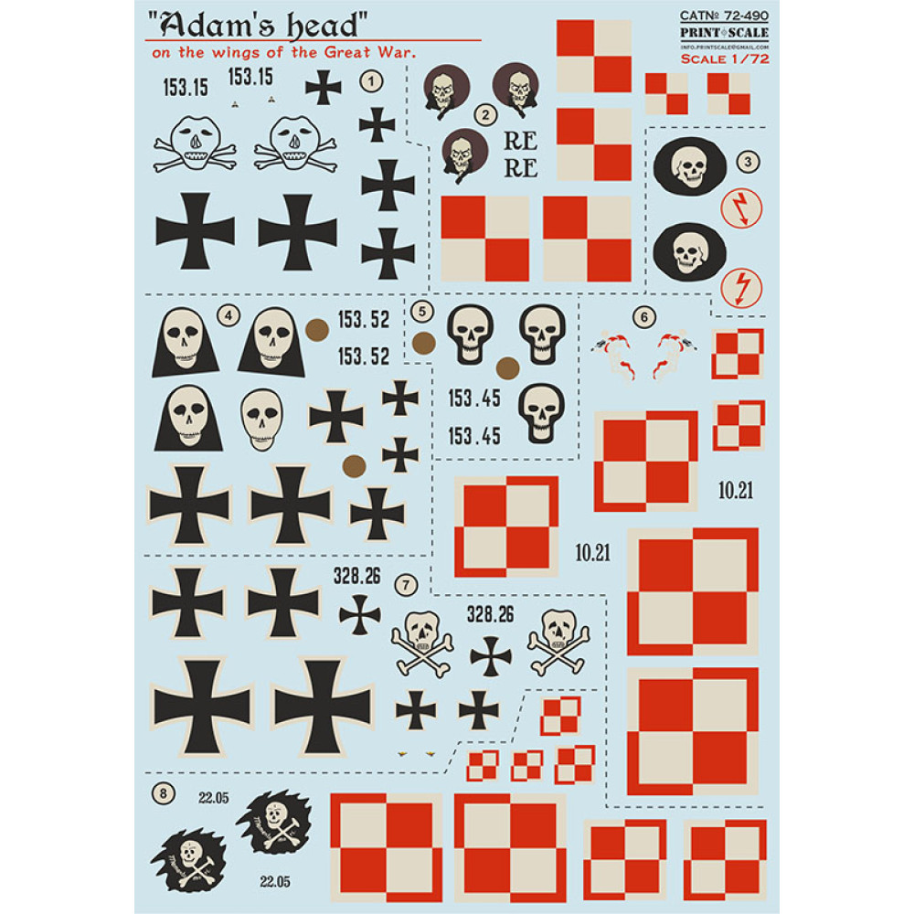 Adam’s Head WWI Aircraft Decals 1/72 72-490