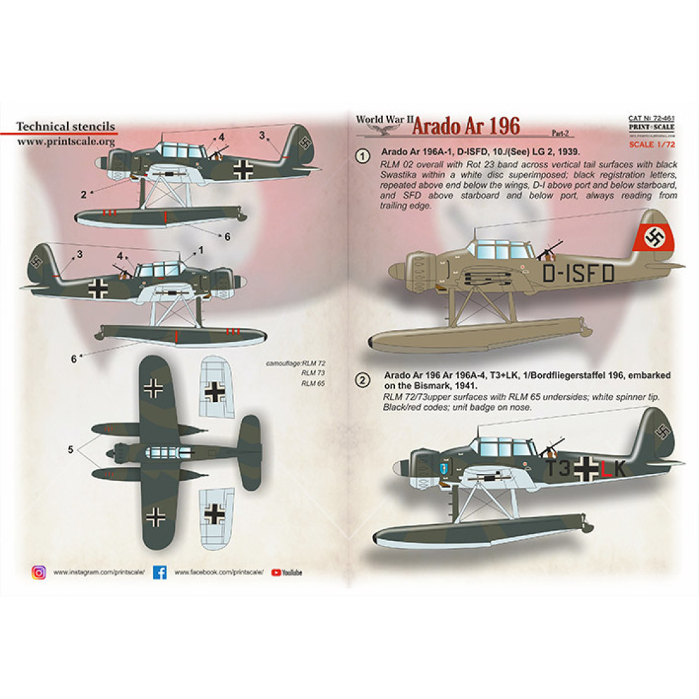 Arado Ar 196 / 72-461 - WW2 German Aircraft Model Kits | Printscale ...