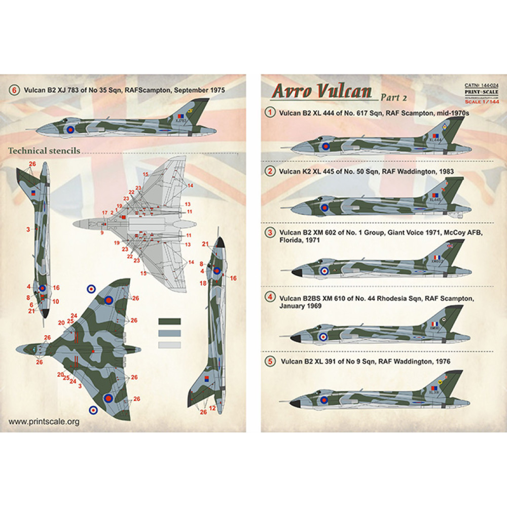 Avro Vulcan RAF Decals 1/144 Cold War Bombers 144-024