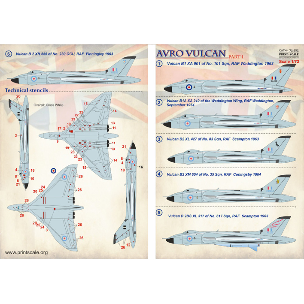 Buy Avro Vulcan Part-1 / 72-252 Model Kit at Printscale.org, Scale: 1/72