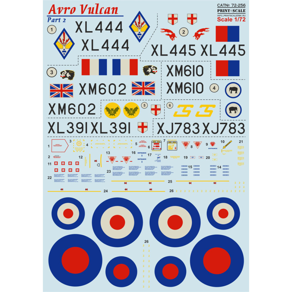 Buy Avro Vulcan Part-2 / 72-256 at www.printscale.org, Scale: 1/72