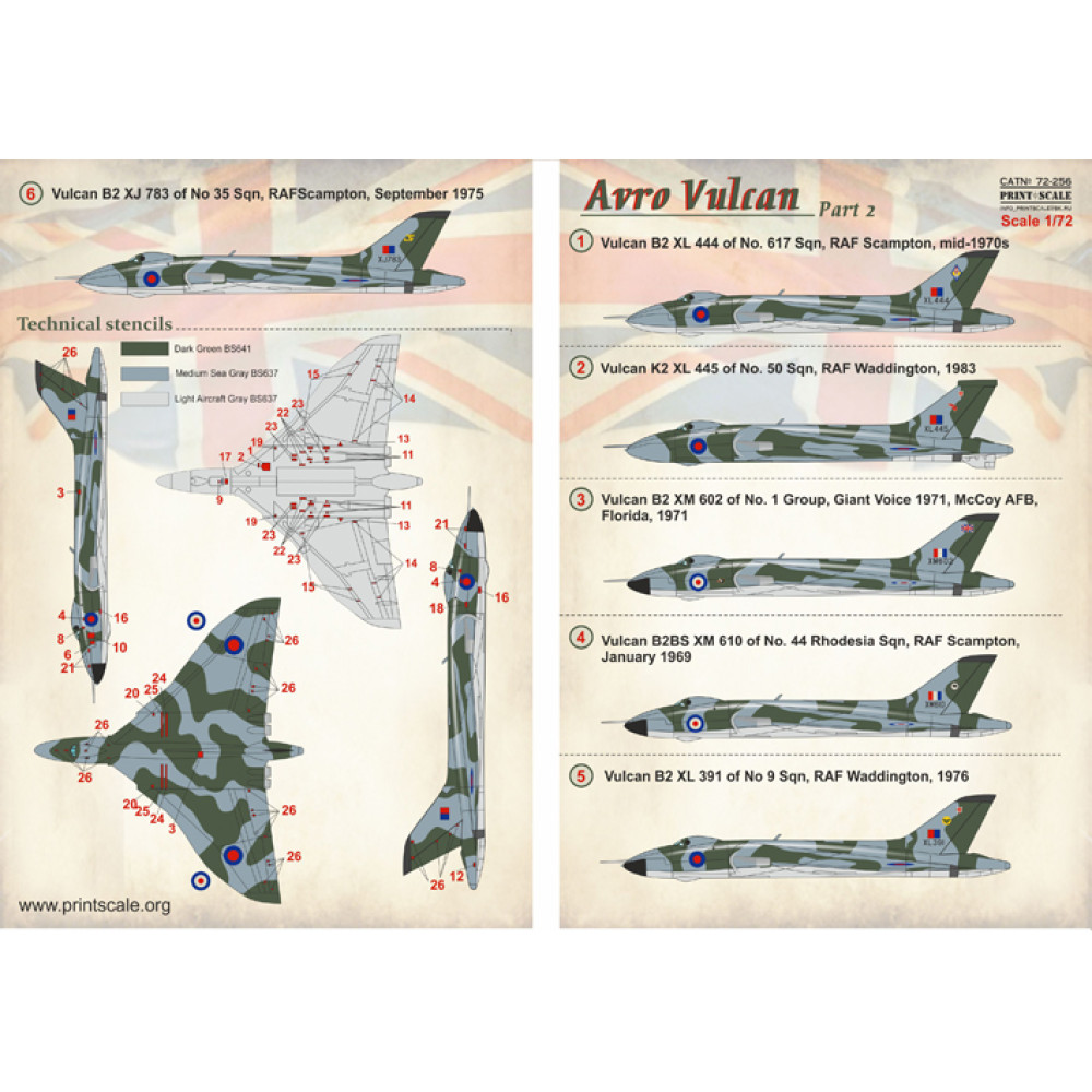 Buy Avro Vulcan Part-2 / 72-256 at www.printscale.org, Scale: 1/72