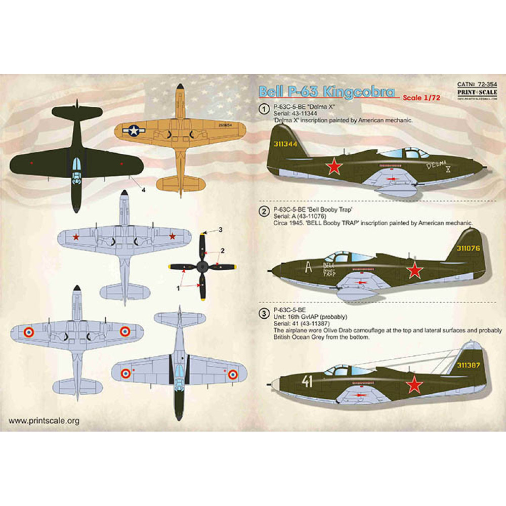 Bell P-63 Kingcobra Model Kits | Authentic Replicas - Print Scale, Scale: 1/72