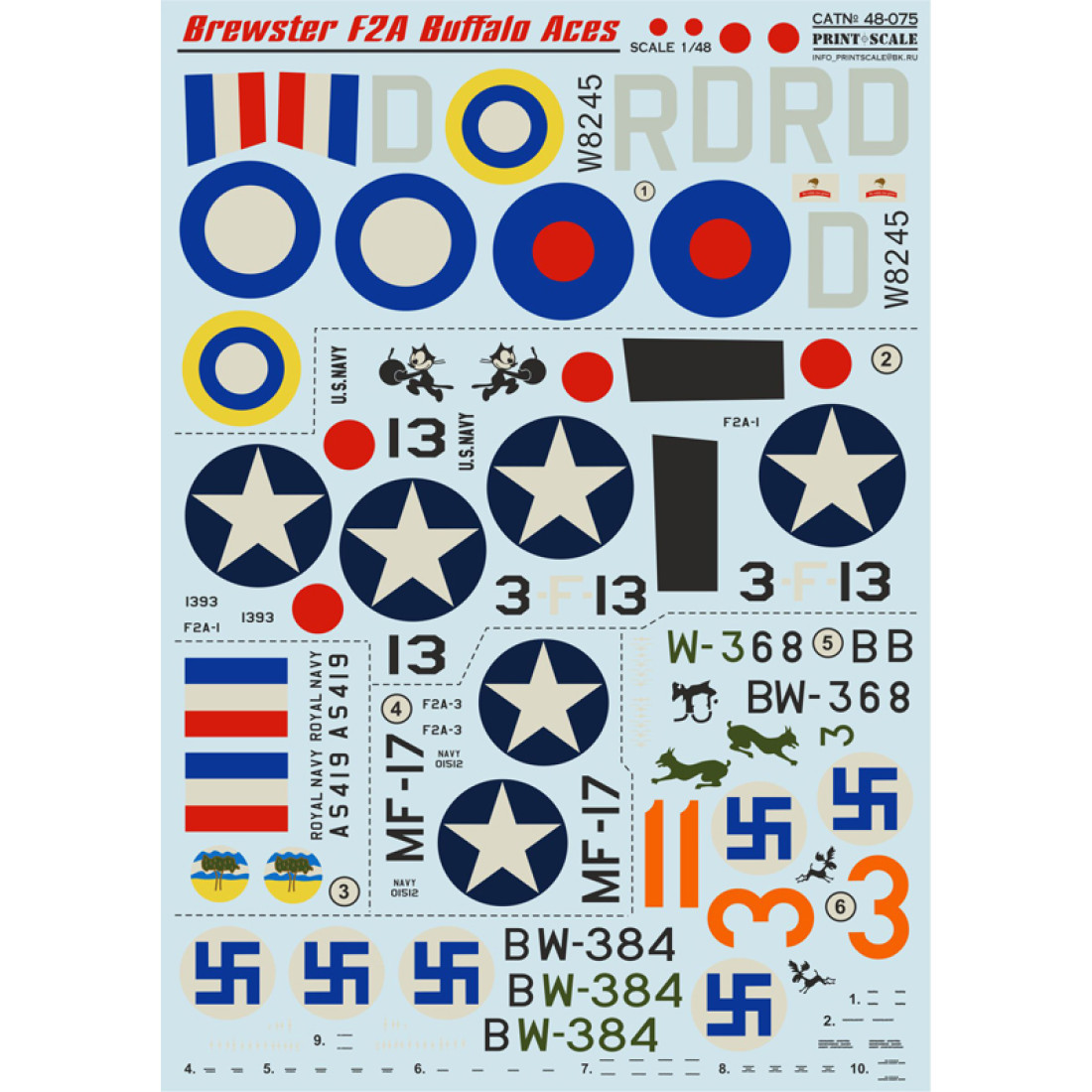 Brewster F2A Buffalo Scale Model Kits - Various Historical Versions ...