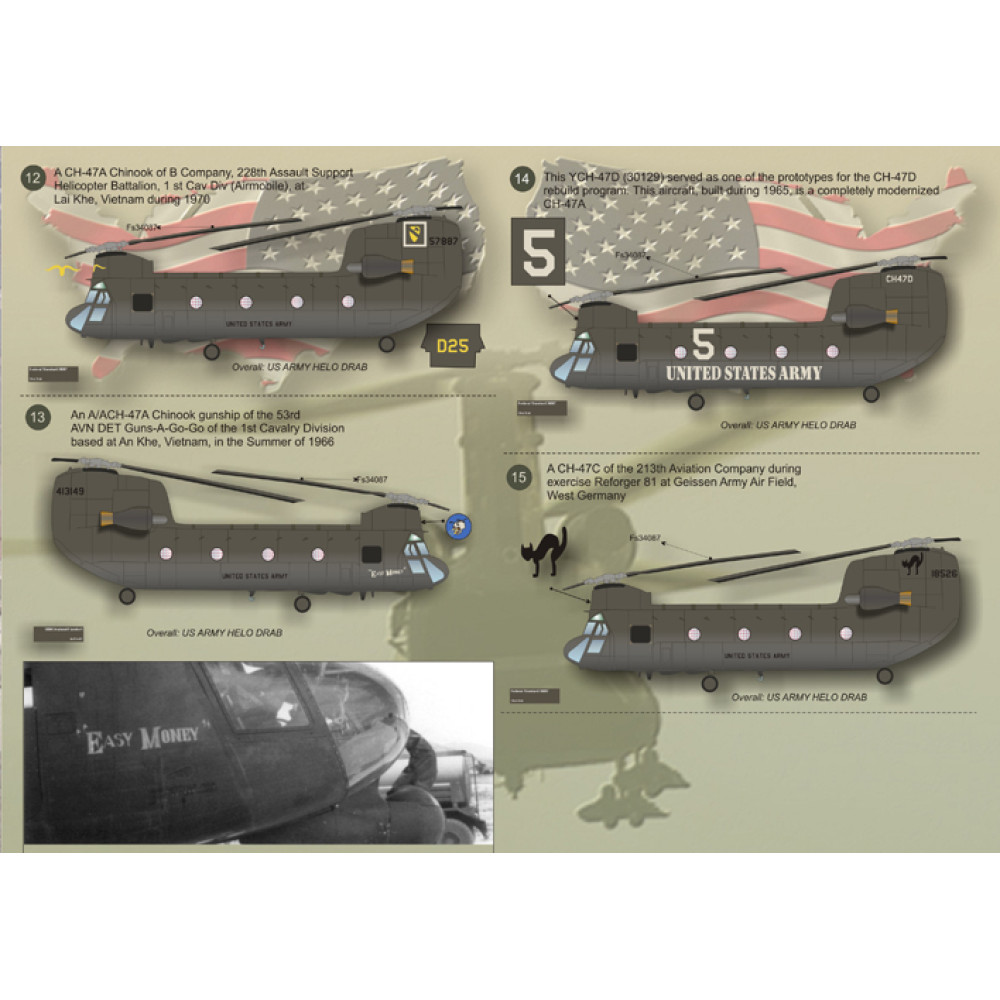 CH-47 CHINOOK Decals 72-041, Scale 1/72 - Printscale Decals