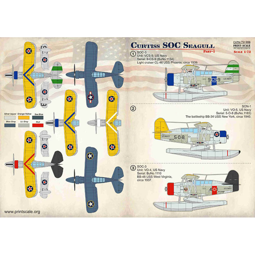 Curtiss SOC Seagull Scale Model Kits | www.printscale.org, Scale: 1/72