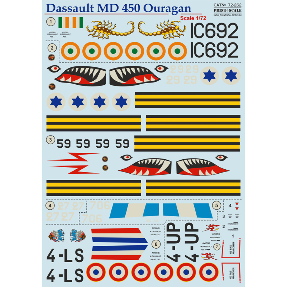Buy Dassault MD 450 Ouragan / 72-262 Model Kit at PrintScale.org, Scale ...