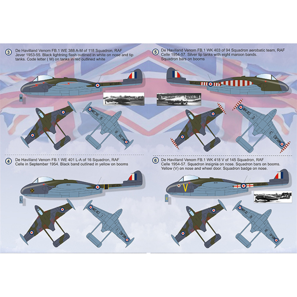 De Havilland Venom Decals 72-319 for 1/72 Scale Models - Printscale