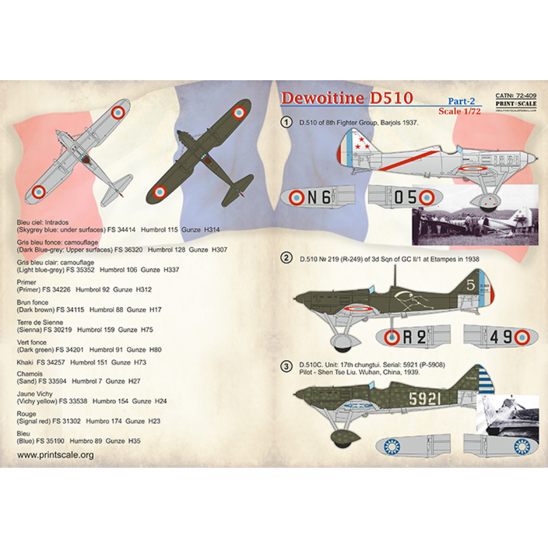 Dewoitine D.510 Model Kit - Barjols 1937, Etampes 1938, Wuhan 1939 ...