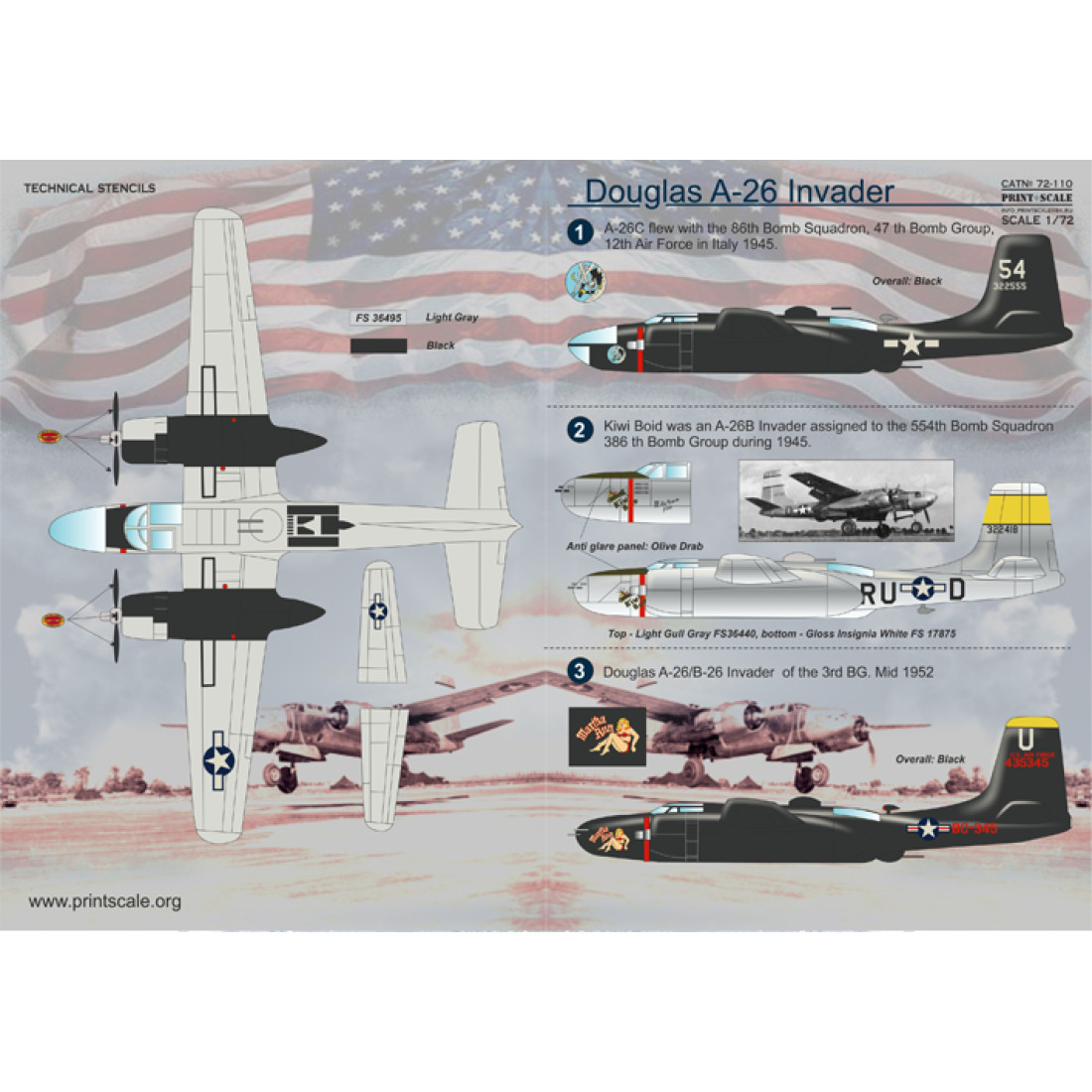 Douglas A-26 Invader Models - Complete Collection of Aircrafts, Scale: 1/72