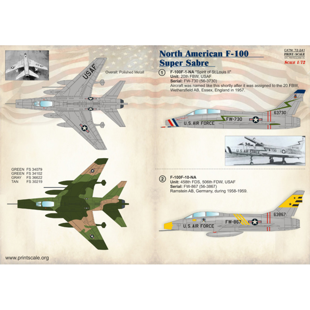 F-100 Super Sabre / 72-241 / Printed Scale Model - Buy Online ...