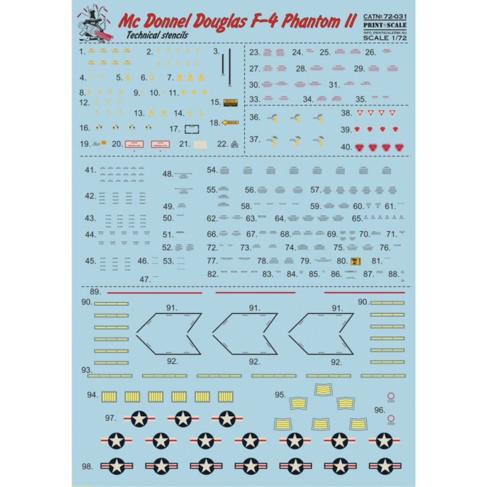 Shop F-4 Phantom Technical Stencils | Printscale.org, Scale: 1/72