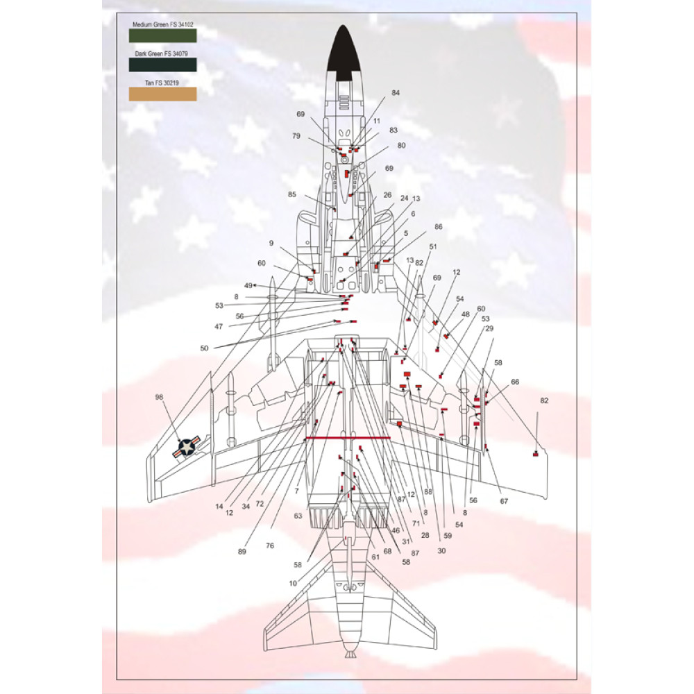 Shop F-4 Phantom Technical Stencils | Printscale.org, Scale: 1/72