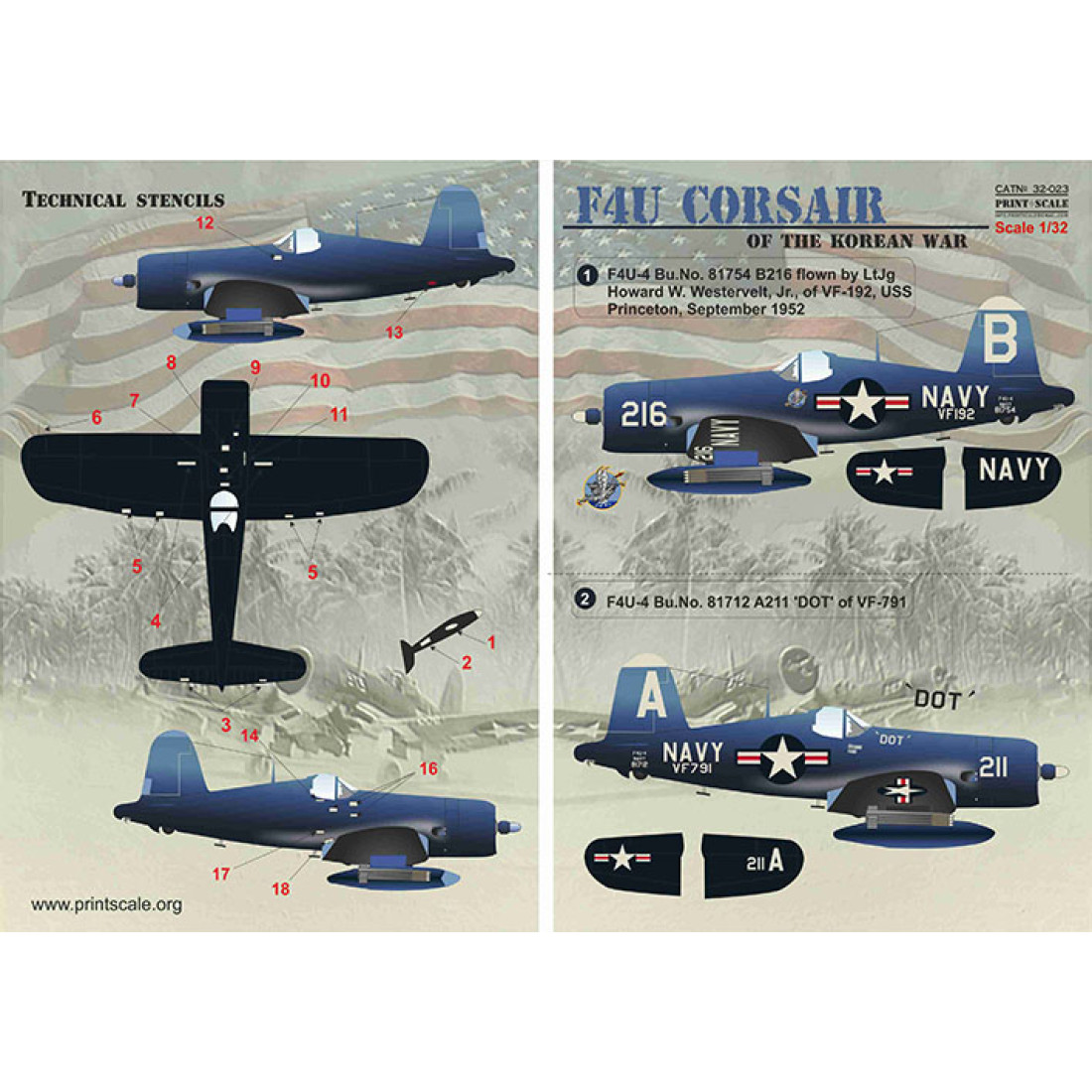 F4U Corsair / 32-023 / and 1. F4U-4 Bu.No. 81754 B216 - LtJg Howard W ...