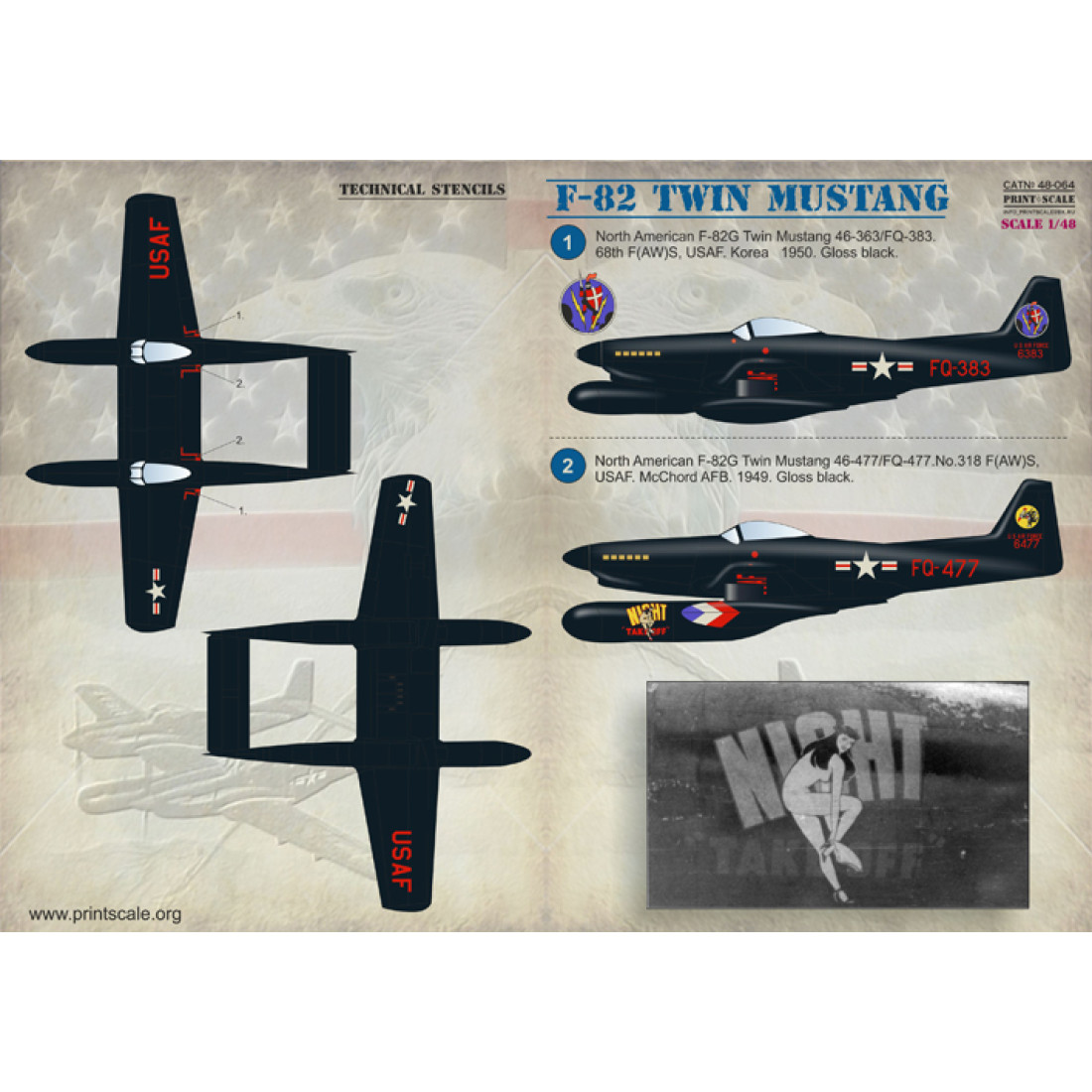 F-82 Twin Mustang Model Kits | North American F-82G Twin Mustang 46-363 ...