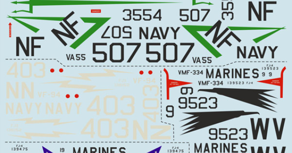 FJ Fury Model Decals - BuNo. 135862, 143554, 136157, 139523, 139475 ...