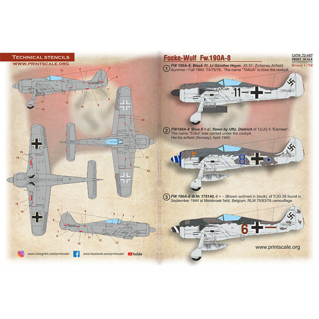 Focke-Wulf 190A-8 Model Kits | Various Historical Designs, Scale: 1/72