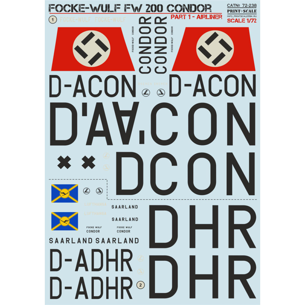 Focke-Wulf Fw 200 Condor, Part 1 / 72-238 | Printscale.org, Scale: 1/72