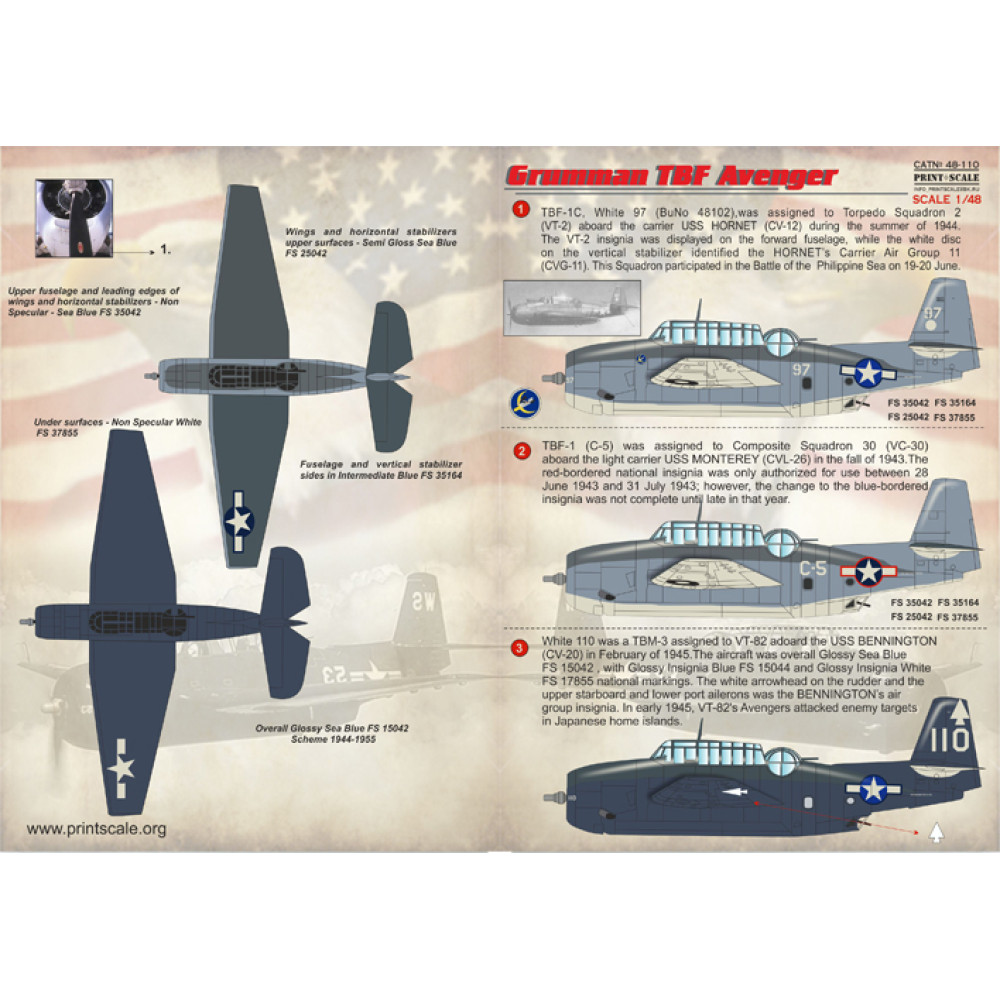 Grumman TBF Avenger 48-110 Model Kit | Buy at Printscale.org, Scale: 1/48