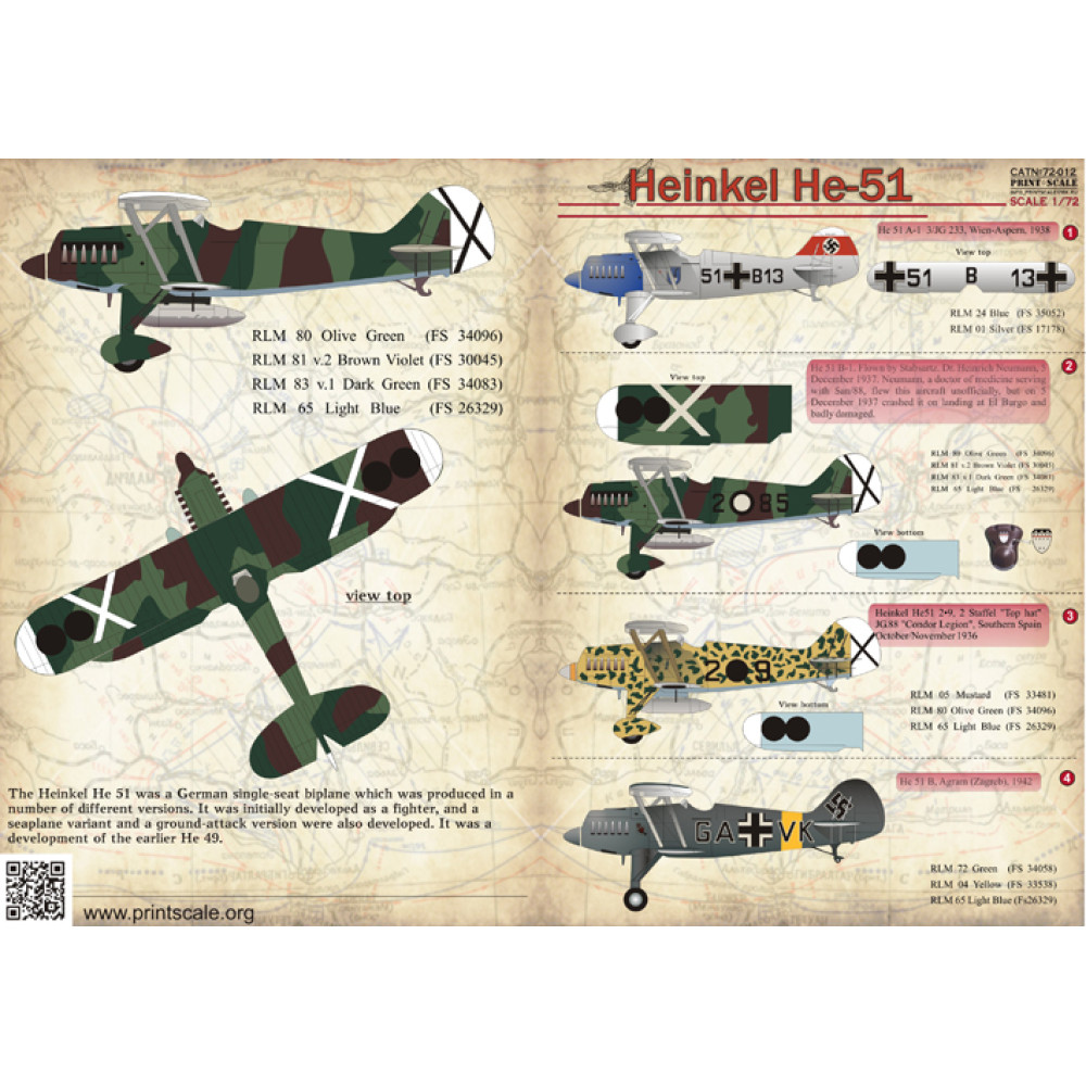 Heinkel HE-51 / 72-012: German Single-Seat Biplane - Printscale.org ...