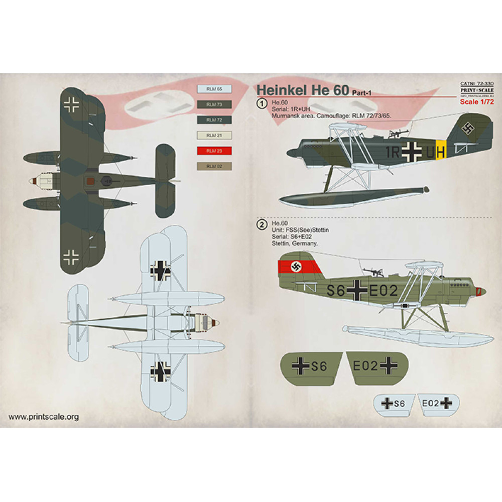 Heinkel He 60 Part-1 / 72-330 / and 1. He.60 - Various Units and ...
