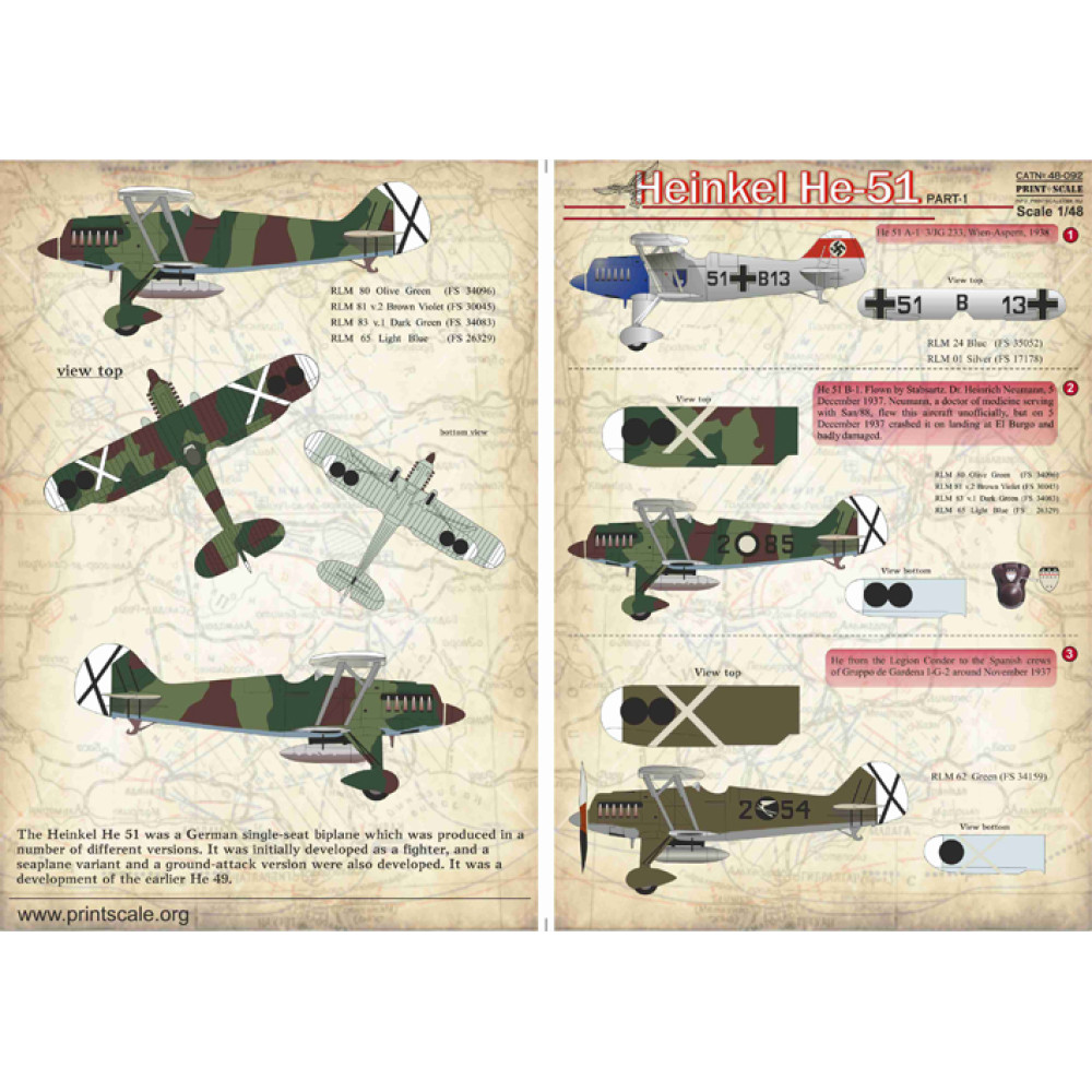 Heinkel He-51 Part-1 / 48-092 - Scale Model Aircraft Parts, Scale: 1/48