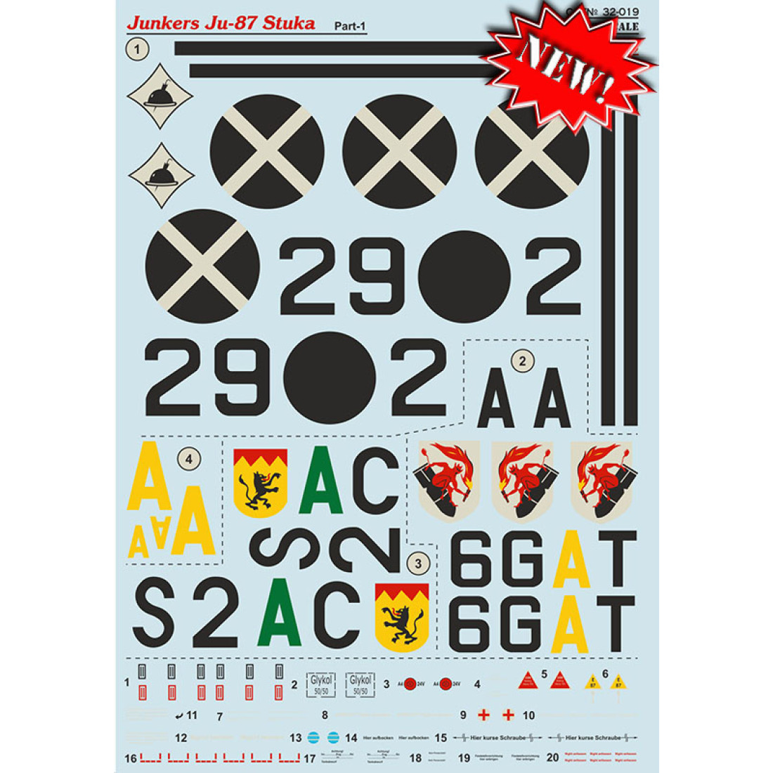 Junkers Ju-87 Stuka Decals Part 1 32-019, 1/32 Scale - Printscale