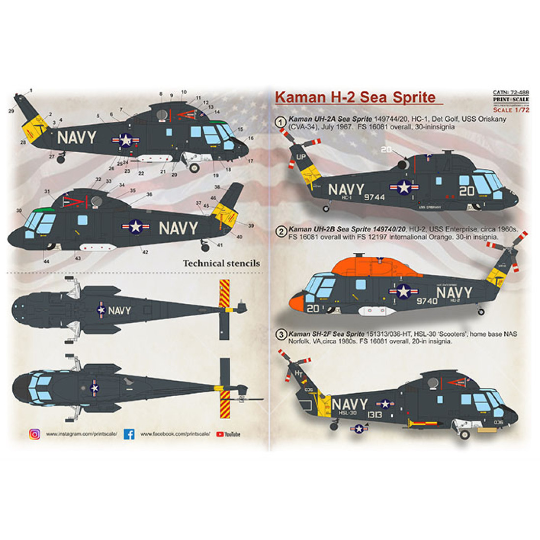 Kaman Sea Sprite H-2 / 72-488 / and 1. Kaman UH-2A Sea Sprite 149744/20 ...