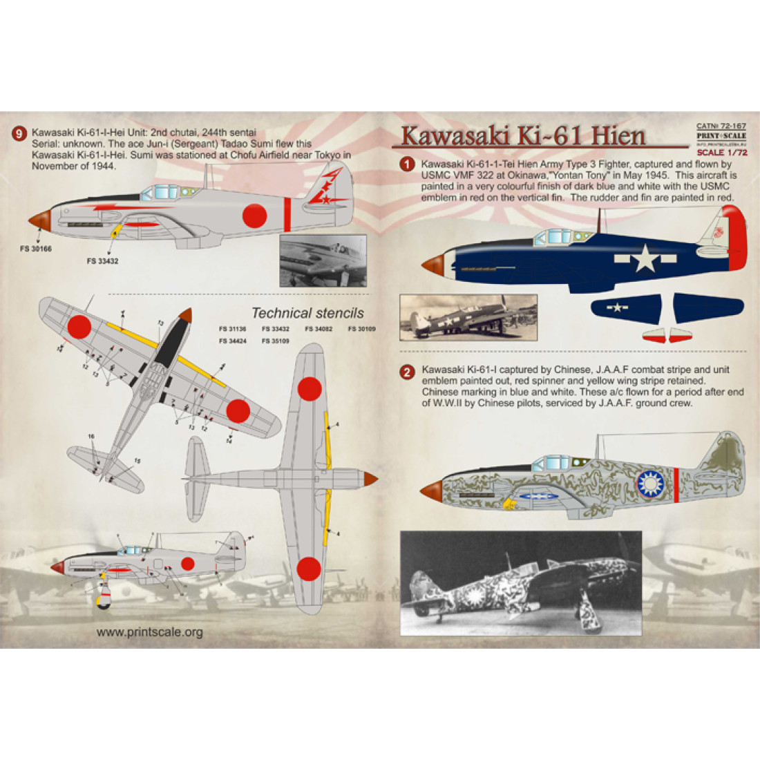 Buy Kawasaki Ki-61 Hien / 72-167 Model Kit at Printscale.org, Scale: 1/72