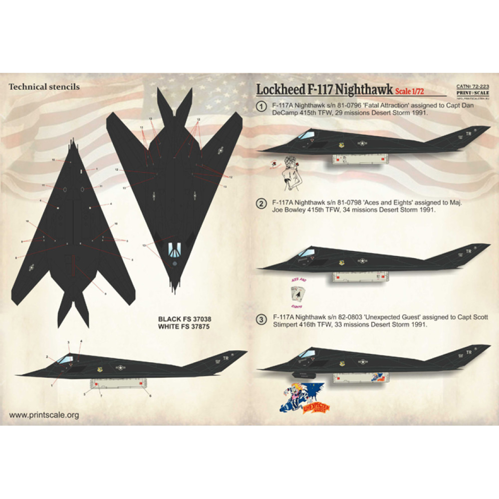 Buy Lockheed F-117 Nighthawk / 72-223 Models at Printscale.org, Scale: 1/72