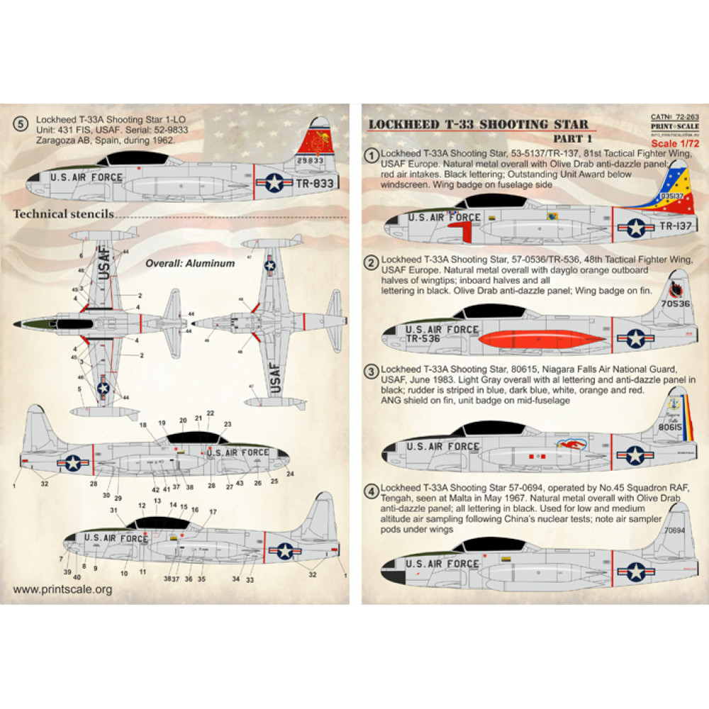 Buy Lockheed T-33 Shooting Star Part-1 / 72-263 at Printscale.org ...