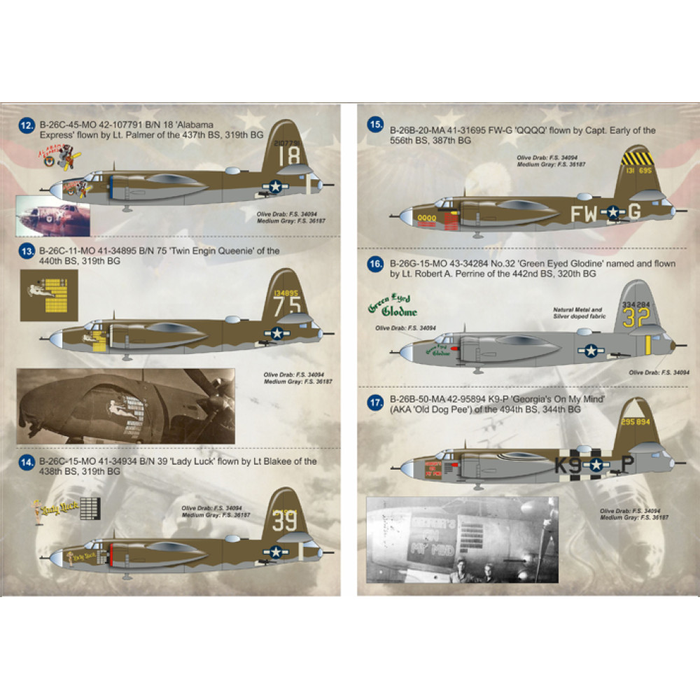 Martin B-26 Marauder Decals 1/144 WWII 144-007