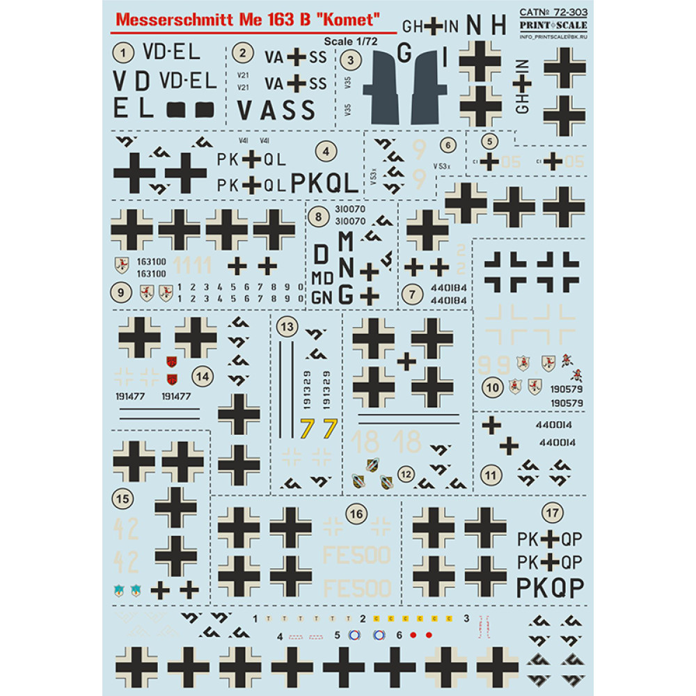 Buy Messerschmitt Me.163 Komet / 72-303 Model Kit at www.printscale.org ...