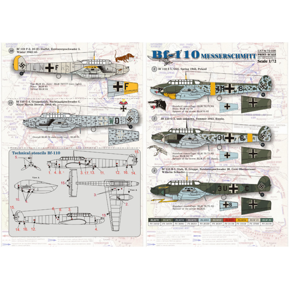 Messershmit Me-110 WWII Aircraft Models - Printscale.org, Scale: 1/72