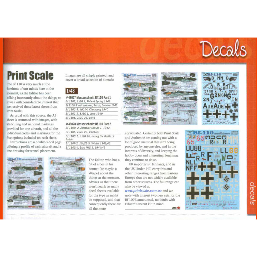 Messershmit Me-110 Part 1 / 48-027 - Shop Now at PrintScale.org, Scale ...