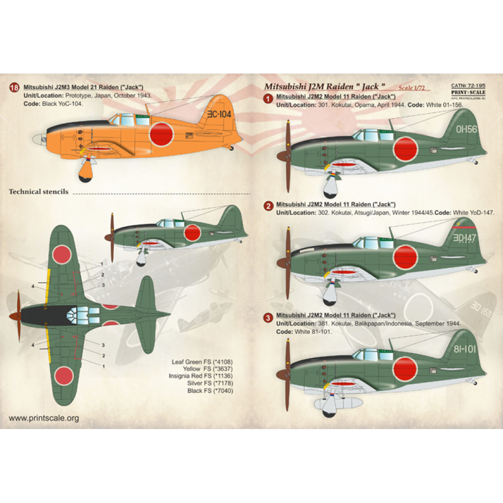 Buy Mitsubishi J2M Raiden Model Kit - 1/72 scale - Printscale.org ...