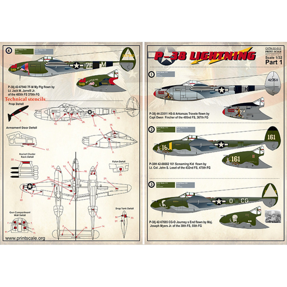 Buy P-38 Lightning Part-1 / 32-012 at PrintScale.org - High-Quality ...