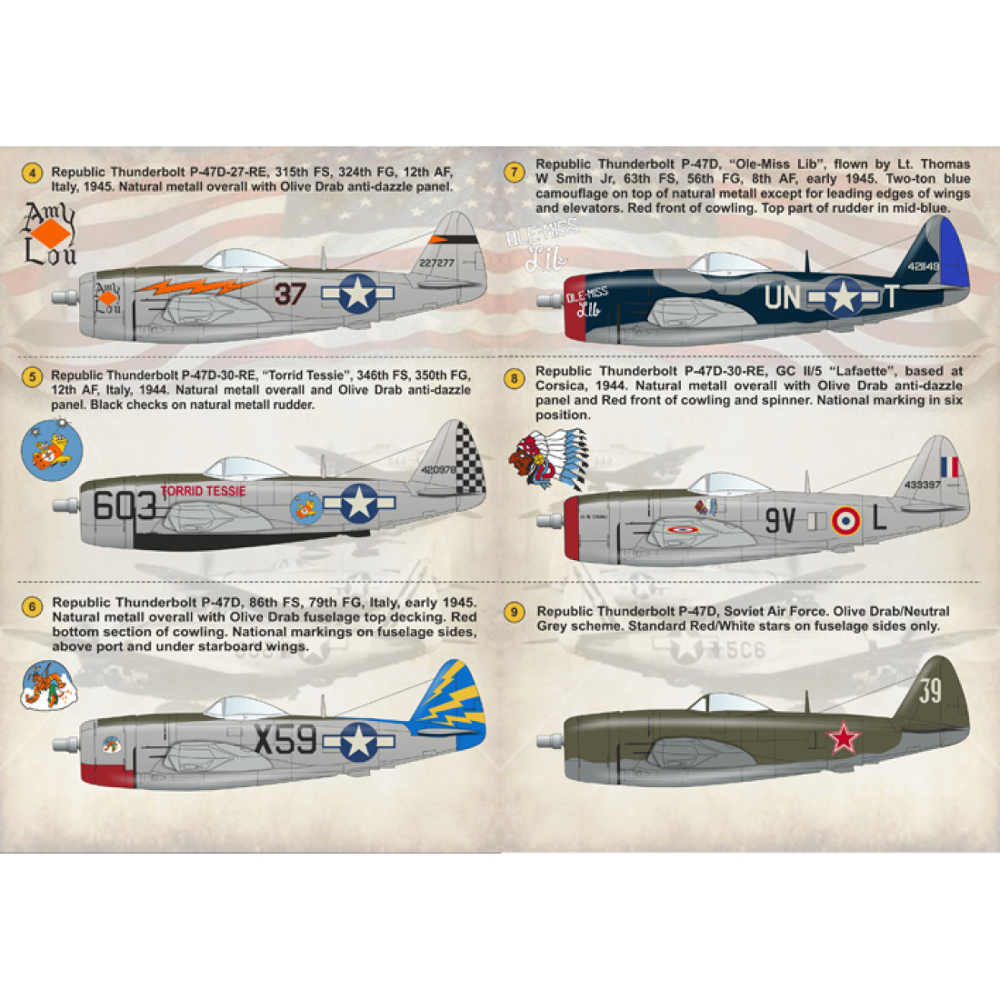 Republic P-47 Thunderbolt Model Kits - Various Camouflage Designs ...